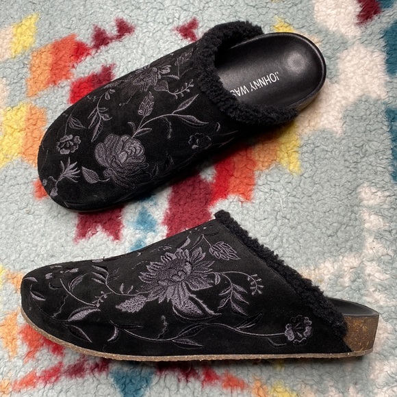 Johnny Was | Shoes | Johnny Was Tonal Embroidered Faux Shearling Sherpa ...